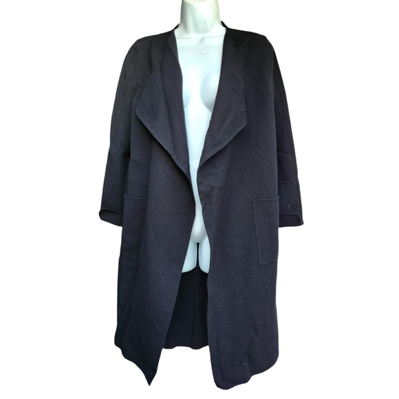 St. John | Jackets & Coats | St John Open Front Black Wool Long Jacket ...